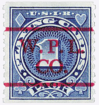 RF26-PC232 - 1940 1c Playing Card Stamp with W. P. L. Co. Precancel ...