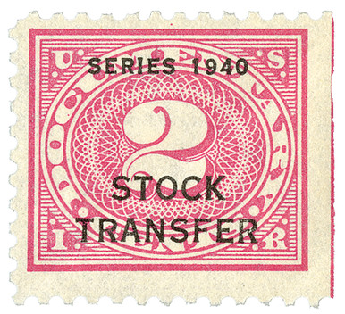 RD43 - 1940 2c Stock Transfer Stamp, rose pink, offset, watermark, perf ...