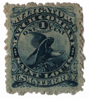 RO7d - 1878-83 1c Alligator Match Company, Blue, Double Line Watermark ...
