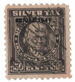 RG68 - 1941 50c Silver Tax, Gray, Overprint 1941 - Mystic Stamp Company