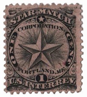 RO172c - 1877-78 1c Star Match, Black, Pink Paper - Mystic Stamp Company