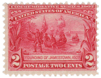 329 offer - 1907 2c Founding of Jamestown, Carmine - Mystic Stamp Company