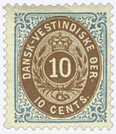 DWI20 - 1901 10c Blue & Brown, Danish West Indies - Mystic Stamp Company