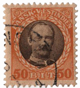 DWI50 - 1908 50b King Frederik VIII, Yellow & Brown, Danish West Indies ...