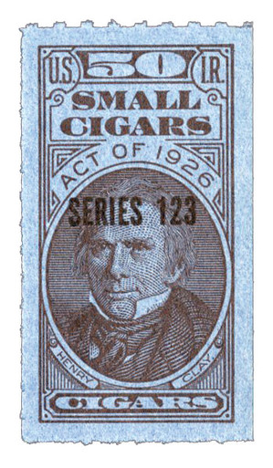 TD189a - 1953, 50 Small Cigar Revenue Tax Stamp, Series 123, Rouletted ...