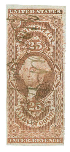 R45a - 1862-71 25c U.S. Internal Revenue Stamp, Entry of Goods, Red ...