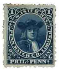 RO144d - 1878-83 1c Penn Match Co. Limited, Blue, Double Line Watermark ...