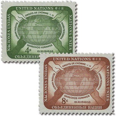 UN67-68 - 1958 Human Rights Day - Mystic Stamp Company