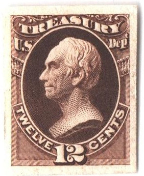 O78P3 - 1873 12c Treasury Department Official, Brown, Plate Proof on ...