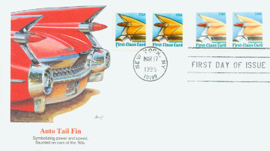2908-09 - 1995 15c Auto Tail Fin First Day Cover - Mystic Stamp Company