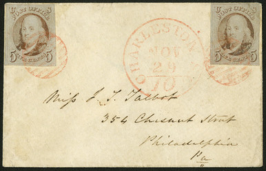 MA1510 - 1847 Franklin #1 Cover VF-2 stamps/w/4 m - Mystic Stamp Company