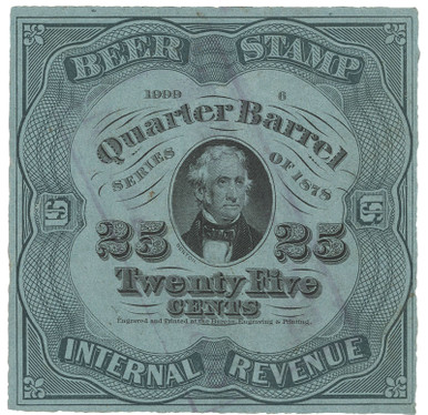 REA39d - 1878 25c Beer Stamp, Green, Light Blue Paper, Plate & Position ...