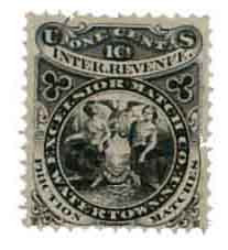 RO81b - 1871-77 1c Excelsior Match Co, Watertown, NY, Black, Silk Paper ...