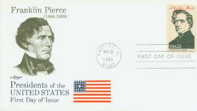 2217e - 1986 22c AMERIPEX '86: Franklin Pierce - Mystic Stamp Company