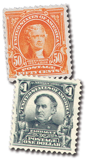 310-11 - 1903 50c-$1 Regular Issues, Double Line Watermark, Perf. 12 ...