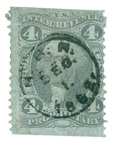 R22b - 1862-71 4c U.S. Internal Revenue Stamp, Proprietary, Purple ...