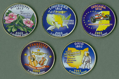 CN200225C - 2002 Colorized U.S. State Quarters, Set of 5 - Mystic Stamp ...