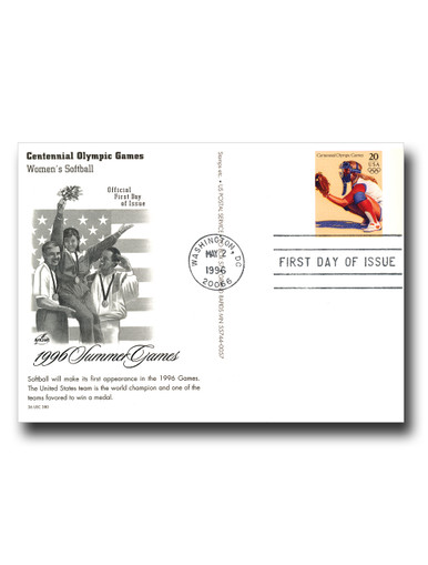 UX252 - 1996 20c Summer Olympics, Women's Softball, First Day Issue ...