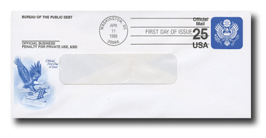 UO78 - 1988 25c Official Mail Stamped Envelope, Great Seal, Black ...