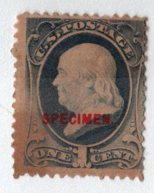 206S - 1881-82 1c Franklin, Gray Blue, Specimen Type D - Mystic Stamp ...