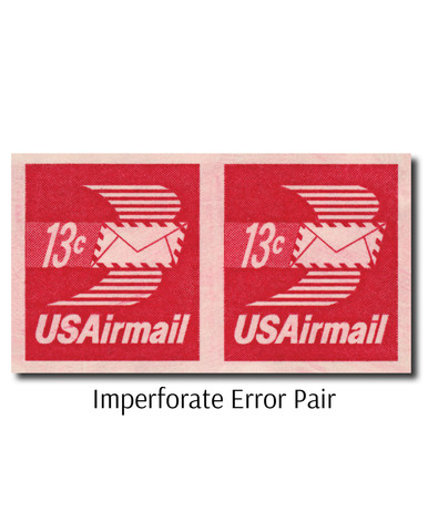 C83a - 1973 13c Winged Airmail Envelope, Imperf. Pair Error - Mystic ...