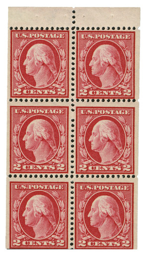 406a - 1912 2c Washington, , Carmine, Single Line Watermark, Booklet ...