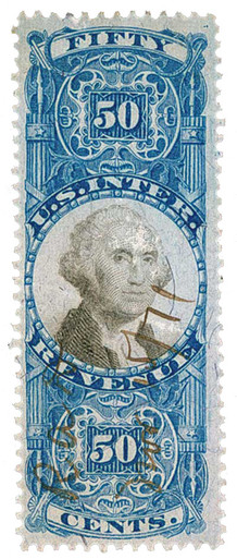 R115 - 1871 50c U.S. Internal Revenue Stamp, Blue & Black - Mystic ...