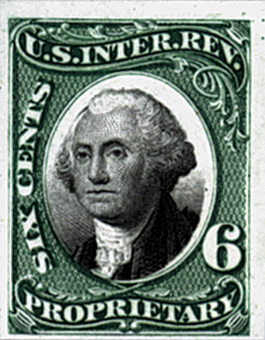 RB6P4 - 1871-75 6c Proprietary Revenue Stamp, Green & Black, Plate ...