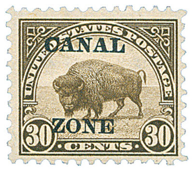 CZ79 - 1924 30c American Buffalo, Olive Brown, Canal Zone Overprint ...