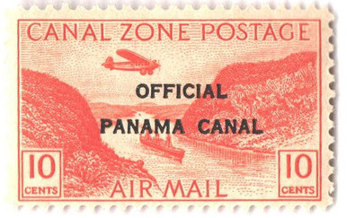 CZCO2 - 1941 10c Canal Zone Official Airmail, Gaillard Cut, Orange ...