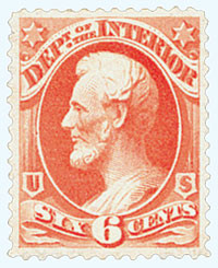 O99 - 1879 6c Department of the Interior Official, Vermilion, Soft ...