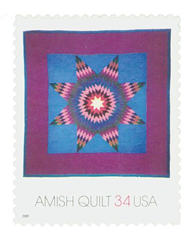 3525 - 2001 34c Amish Quilts: Lone Star - Mystic Stamp Company
