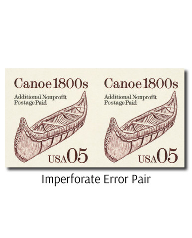 2453a - 1991 5c Canoe, Imperforate Error - Mystic Stamp Company