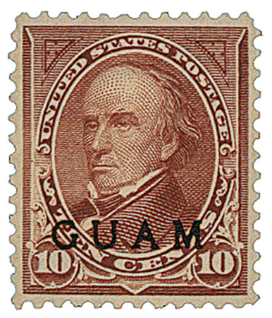 G8 - 1899 10c Daniel Webster, Brown, Type I, Guam Black Overprint ...