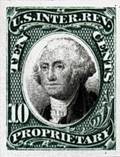 RB7P4 - 1871-75 10c Proprietary Revenue Stamp, Green & Black, Plate ...