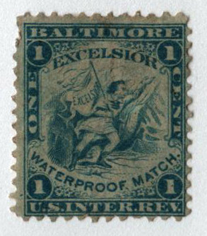 RO83a - 1862-71 1c Excelsior Waterproof Match, Blue, Old Paper - Mystic ...