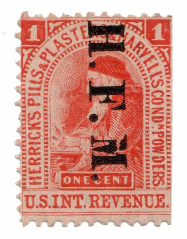 RS118c - 1877-78 1c Herrick's Pills & Plasters, Red, Pink Paper ...