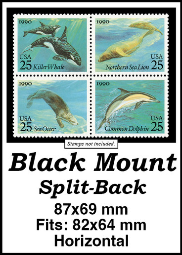 MM692 - 87x69mm 25 Horizontal Black Split-Back Mounts - Mystic Stamp ...