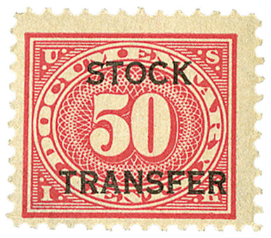 RD9 - 1918-22 50c Stock Transfer Stamp, Carmine Rose, Perf. 11 ...