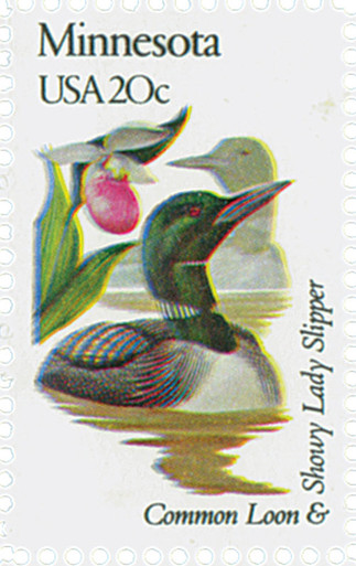 1975 - 1982 20c State Birds & Flowers: Minnesota - Mystic Stamp Company