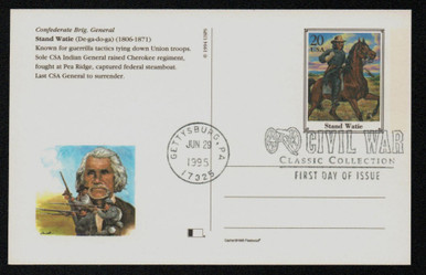 UX211 - 1995 20c Civil War, Stand Watie, First Day Issue Postal Card ...