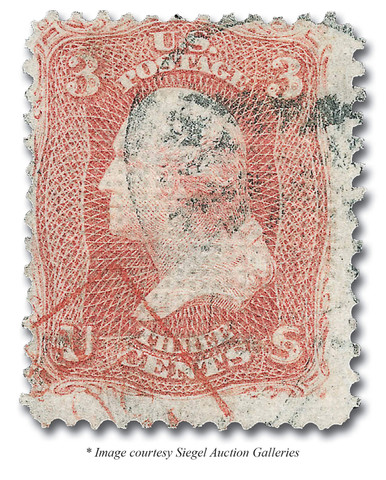 82 - 1867 3c Washington, Rose B Grill, Perf. 12 - Mystic Stamp Company