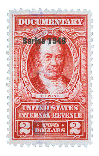 R499 - 1948 $2 U.S. Internal Revenue Stamp, Carmine - Mystic Stamp Company