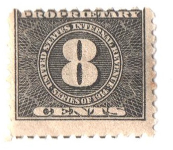 RB62 - 1914 8c Proprietary Stamp - offset, watermark, perf 10, black ...