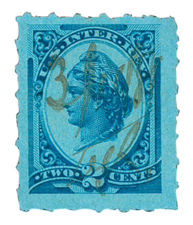 R152c - 1875-78 2c U.S. Internal Revenue Stamp, Blue, Double Line ...
