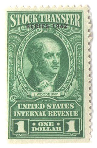 RD127 - 1942 $1c Stock Transfer Stamp, Bright Green - Mystic Stamp Company