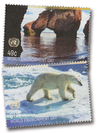 UN1166-67 - 2017 World Enviroment Day, 49c Hopewell Rocks, $1.15 Polar ...