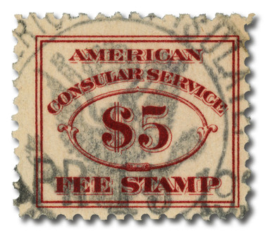 RK19 - 1906 $5 American Consular Service Fee Stamp, Brown Red, Perf. 11 ...