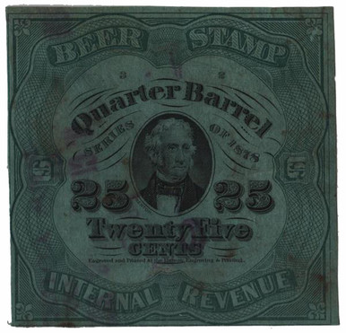 REA39 - 1878 25c Beer Tax Stamp - green, typo. & engraved - Mystic ...