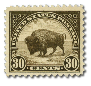 569 - 1923 30c American Buffalo, Olive Brown, Perf. 11 - Mystic Stamp ...